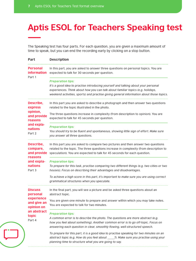 aptis_esol_teachers_test_format_overview_2023-7 | PDF | Question ...