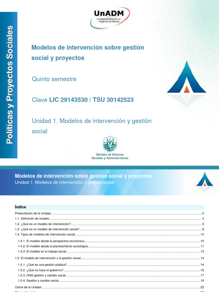 PMIGSP U1 Contenido | PDF | Trabajo Social | Neoliberalismo