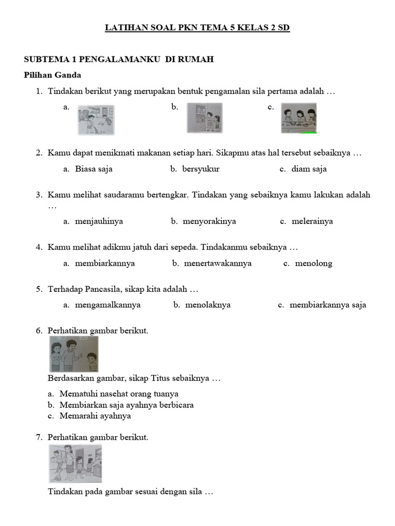 Latihan Soal PKN Tema 5 Kelas 2 SD | PDF | Olahraga & Rekreasi | Game & Aktivitas