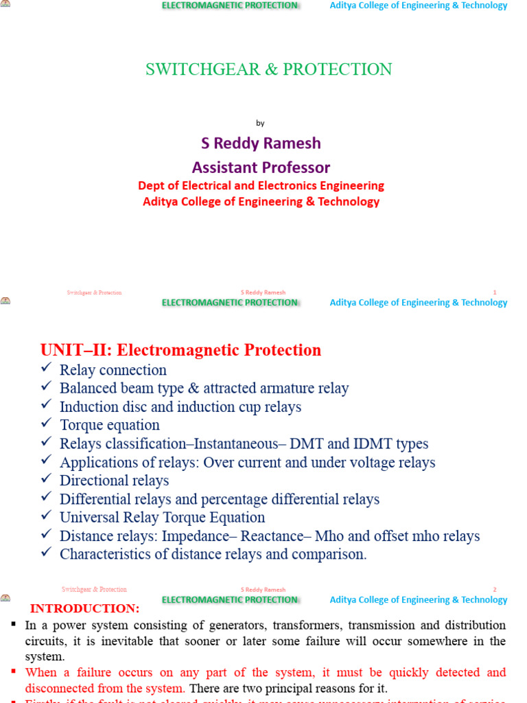 SGP Unit-2 SRR R20 | PDF | Relay | Electromagnetic Induction