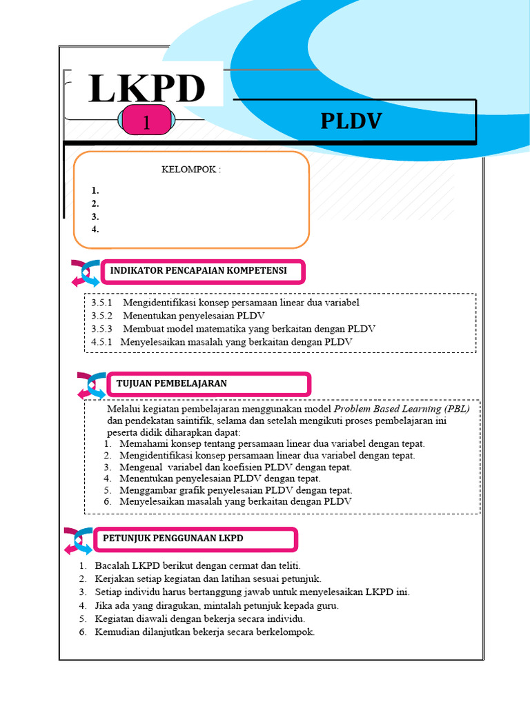 LKPD SPLDV Pertemuan 1 | PDF | Metode & Bahan Ajar | Sains & Matematika