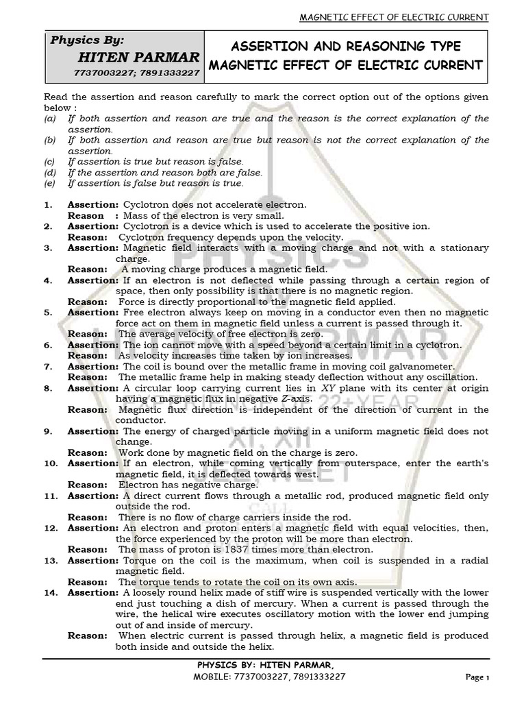 04 Mag Effect of Current | PDF | Magnetic Field | Electric Current