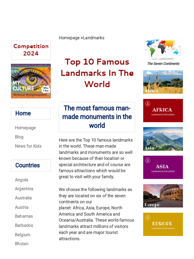 Top 10 Famous Landmarks in the World _ Most Famous Man-made Monuments | PDF
