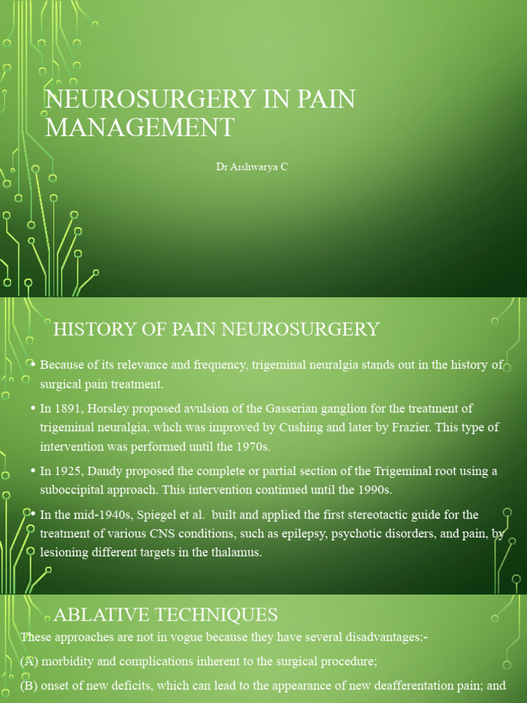 Neurosurgery Techniques for Pain Management | PDF | Pain | Spinal Cord