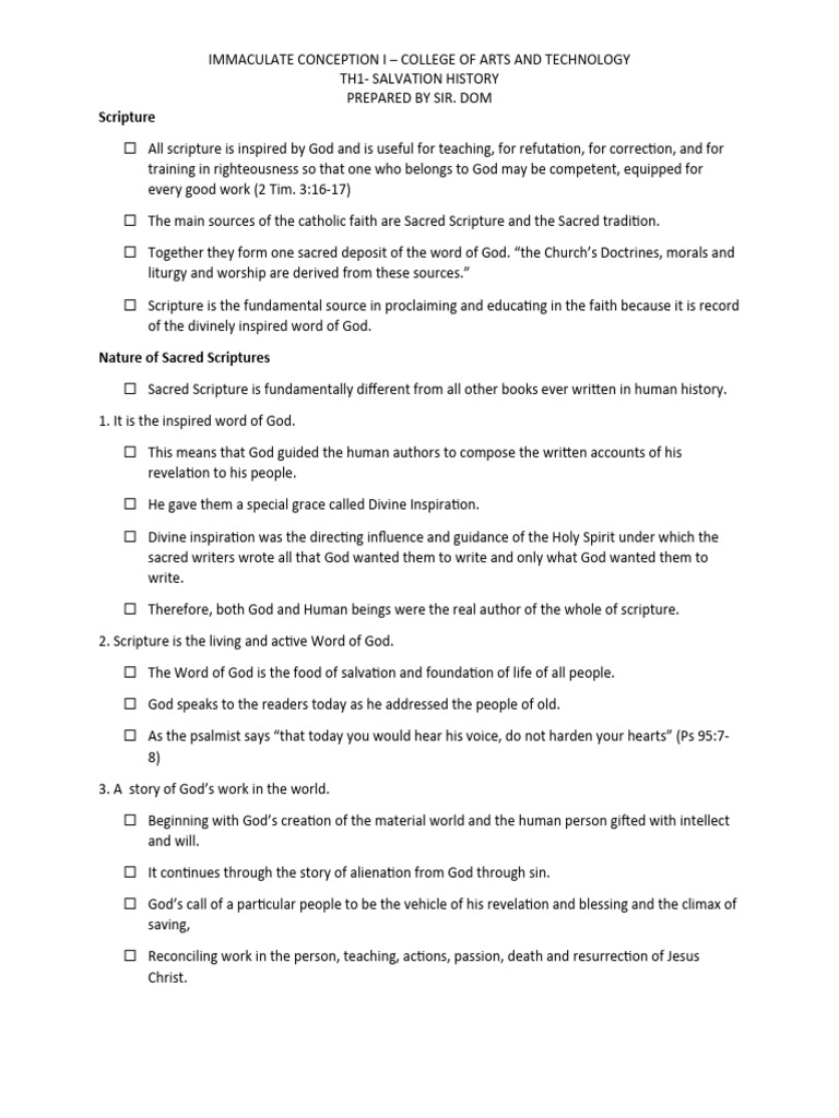 Lesson 1 Sacred Scripture | PDF | New Testament | Jesus