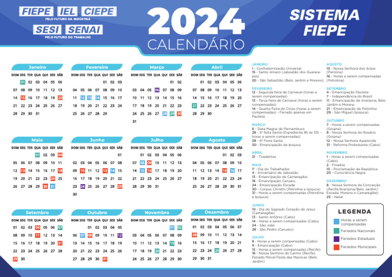 Feriados Nacionais e Estaduais 2024 | PDF | Brasil