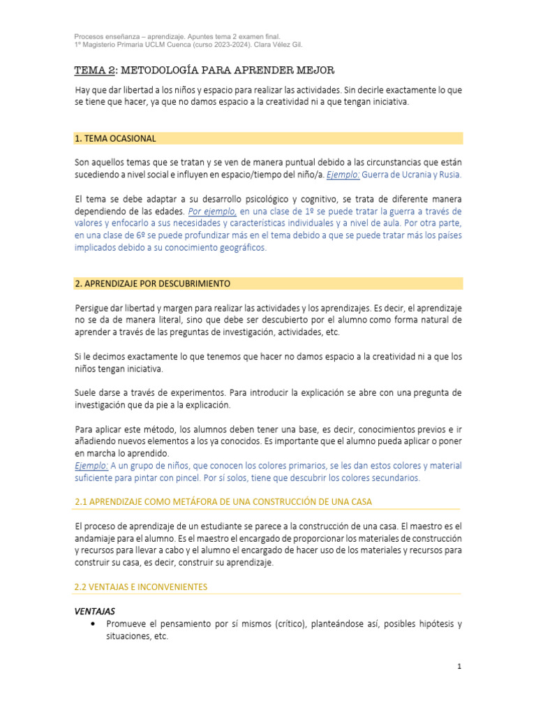 Procesos Tema 4 | PDF | Enseñando | Aprendizaje