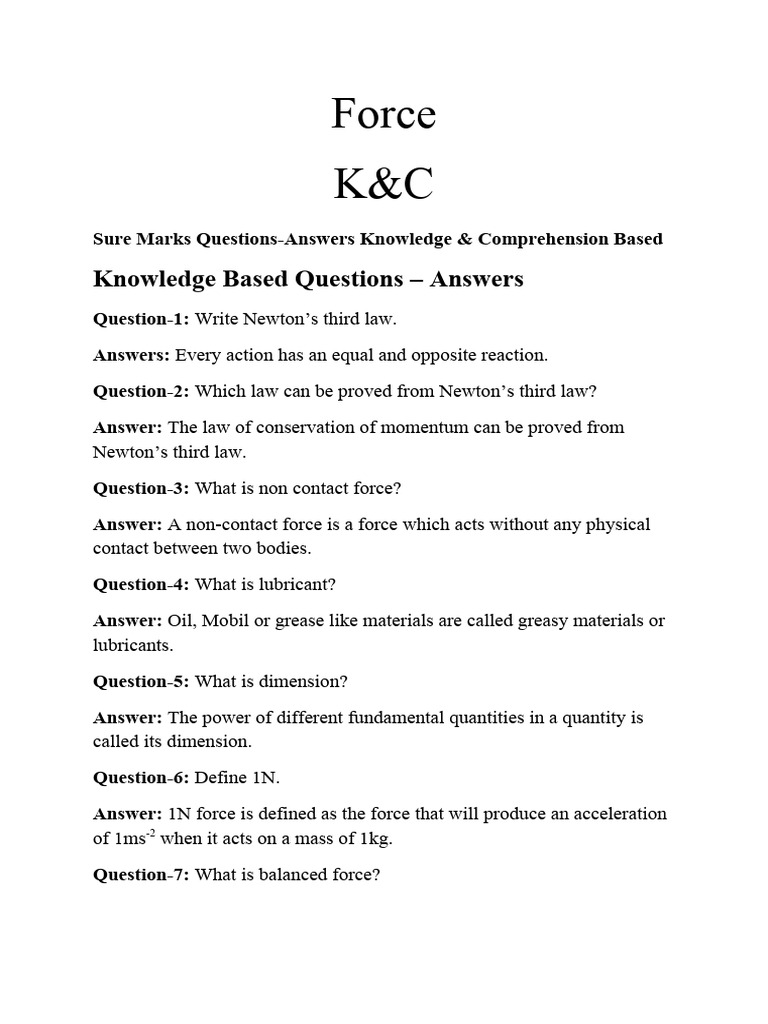 Force K&C (22-9-21) | PDF | Force | Momentum
