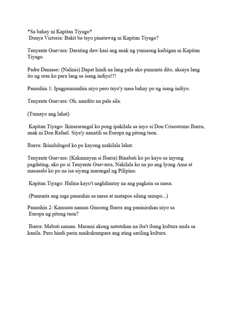 Sa Bahay Ni Kapitan Tiyago | PDF