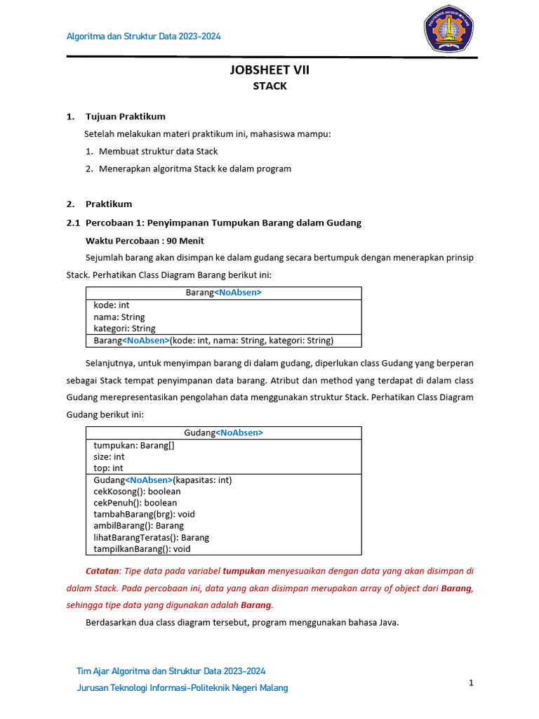 Jobsheet 7 - Stack | PDF