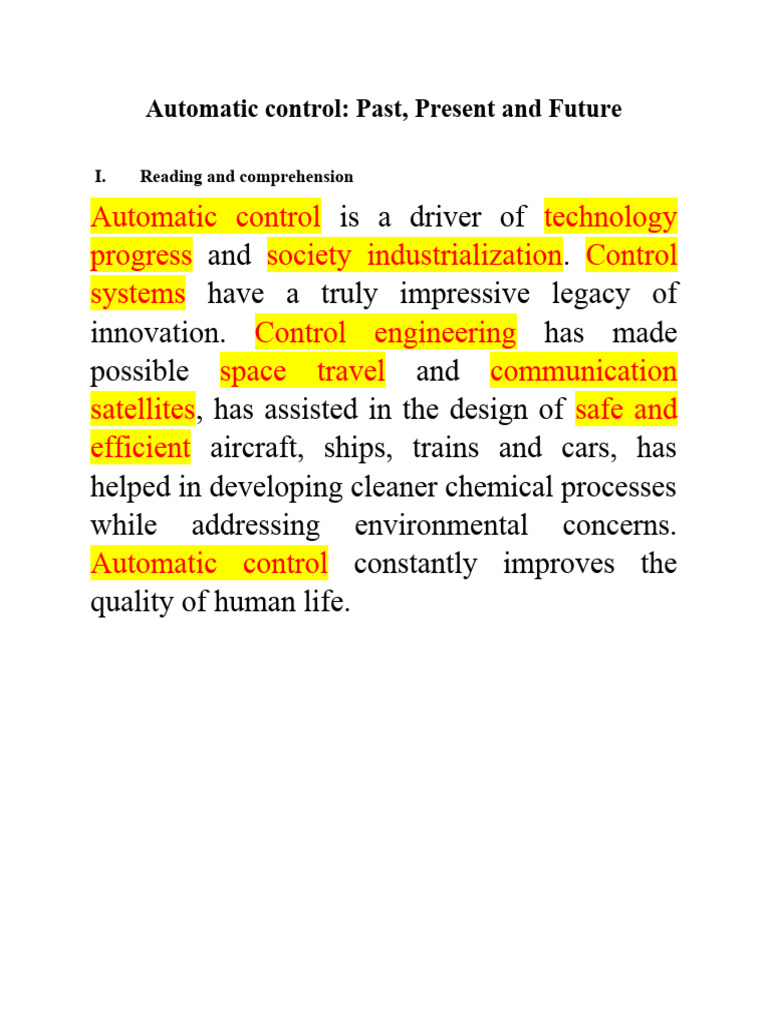 Evolution of Automatic Control Systems | PDF | Control Theory | Automation