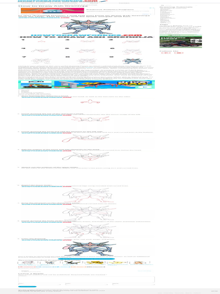 How To Draw Ash Greninja - Easy Drawing Tutorial For Kids | Download Free PDF | Pokémon