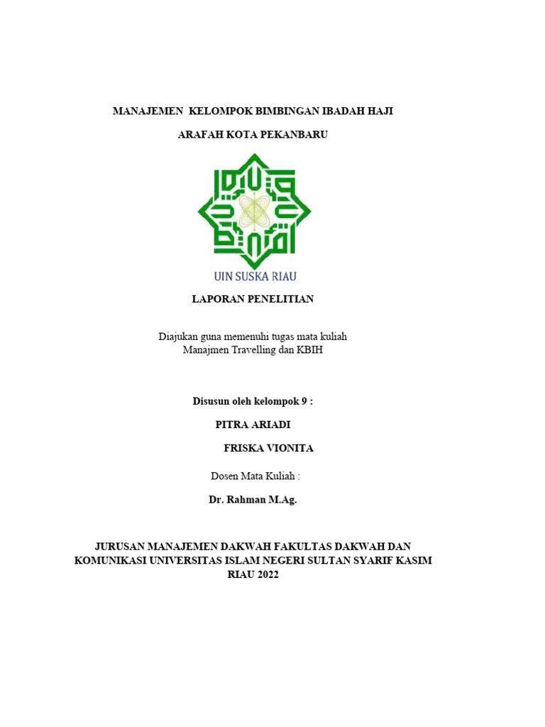 Manajemen KBIH Arafah Pekanbaru | PDF
