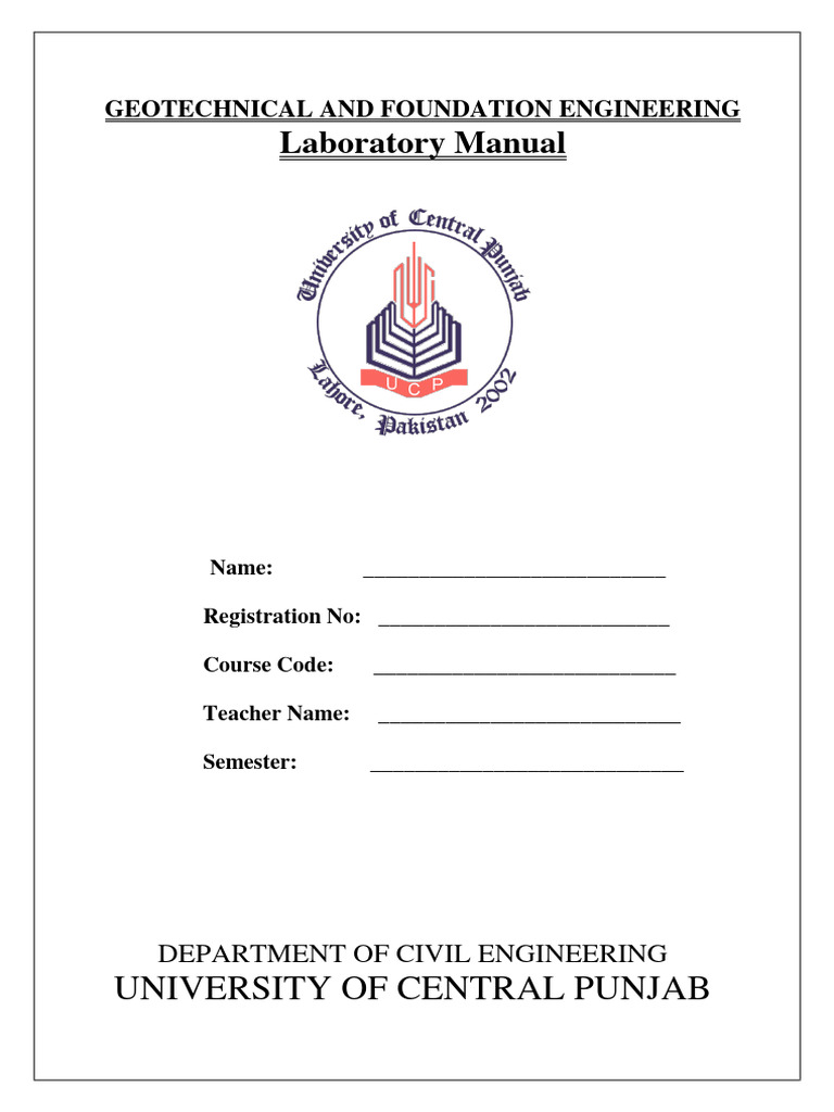Geotechnical and Foundation Engineering Lab Manual | PDF | Applied And Interdisciplinary Physics