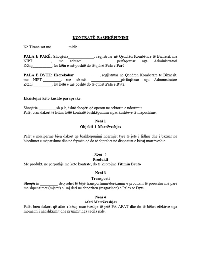 Kontrate Bashkepunimi | PDF