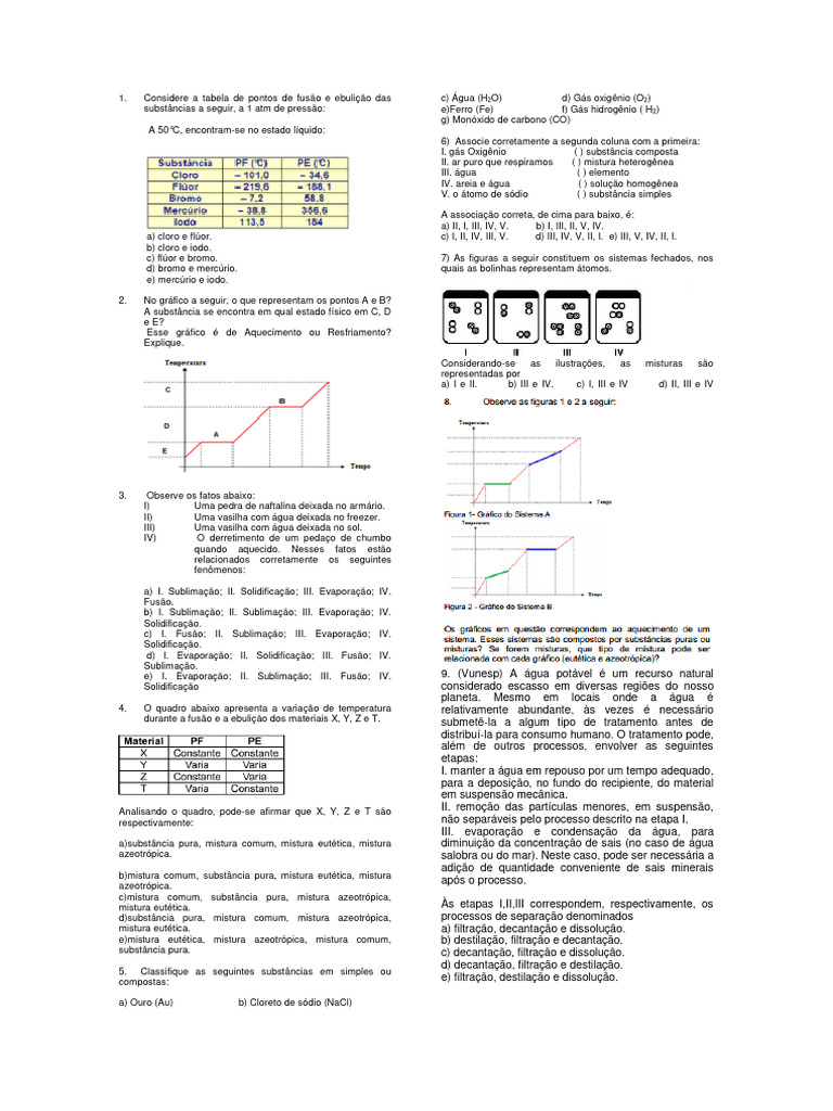ex-aula-1-e-2-e-gabaritopdf | PDF | Mistura | Água