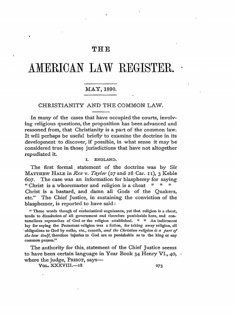 Christianity's Role in Common Law | PDF | Blasphemy | Common Law