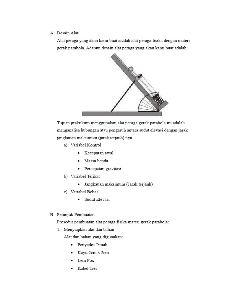Desain Alat Peraga Gerak Parabola | PDF