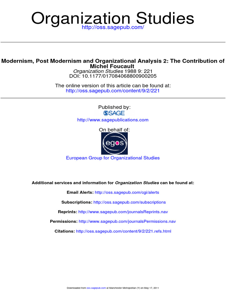 5.burrel Gibson Modernism, Postmodernism and Organizational Analysis The Contributions of ...