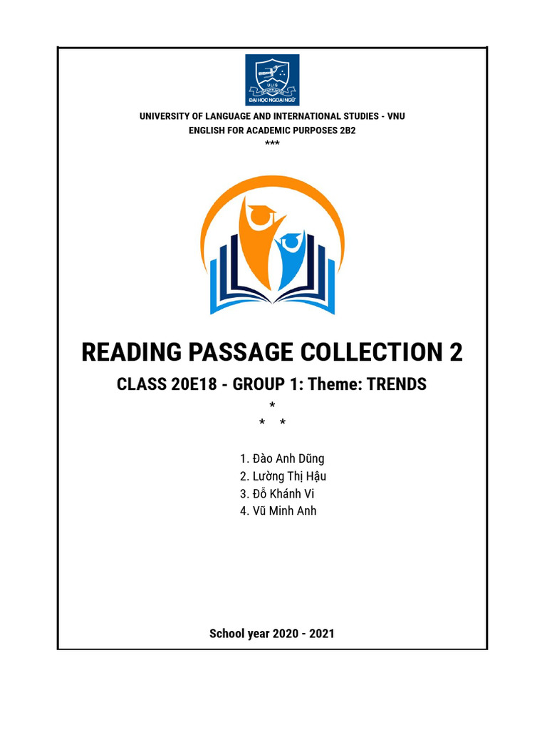 2B2. Reading Passage Collection 2 - Group 1 - Class 20E18 | PDF | Cohabitation | Divorce