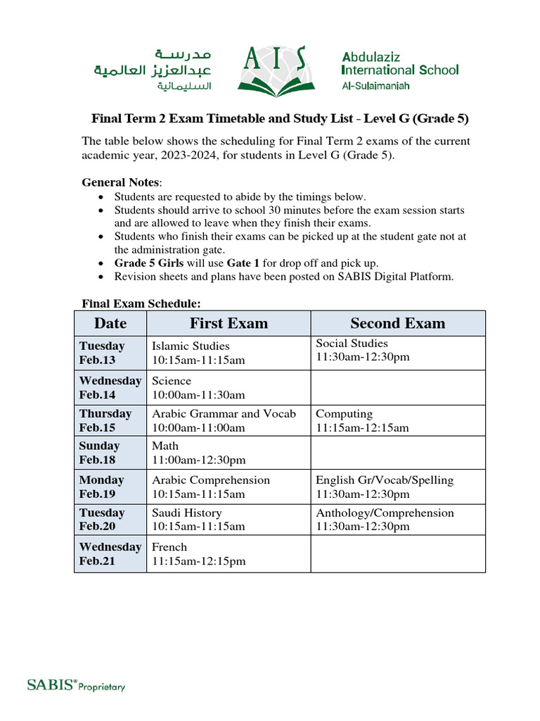 AY2324-Level G Final Term 2 Study Guide | PDF