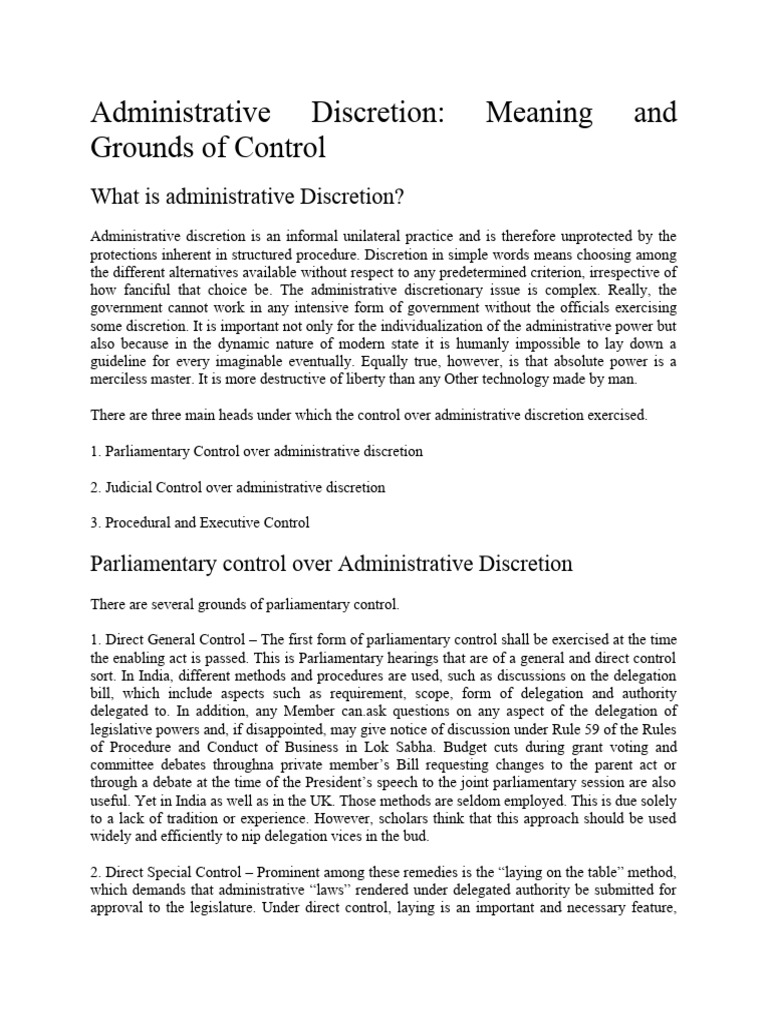 Understanding Administrative Discretion | PDF | Judicial Review ...