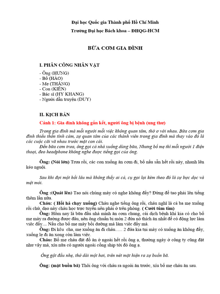 KỊCH BẢN NHÓM 2 SP1015 CC07 | PDF