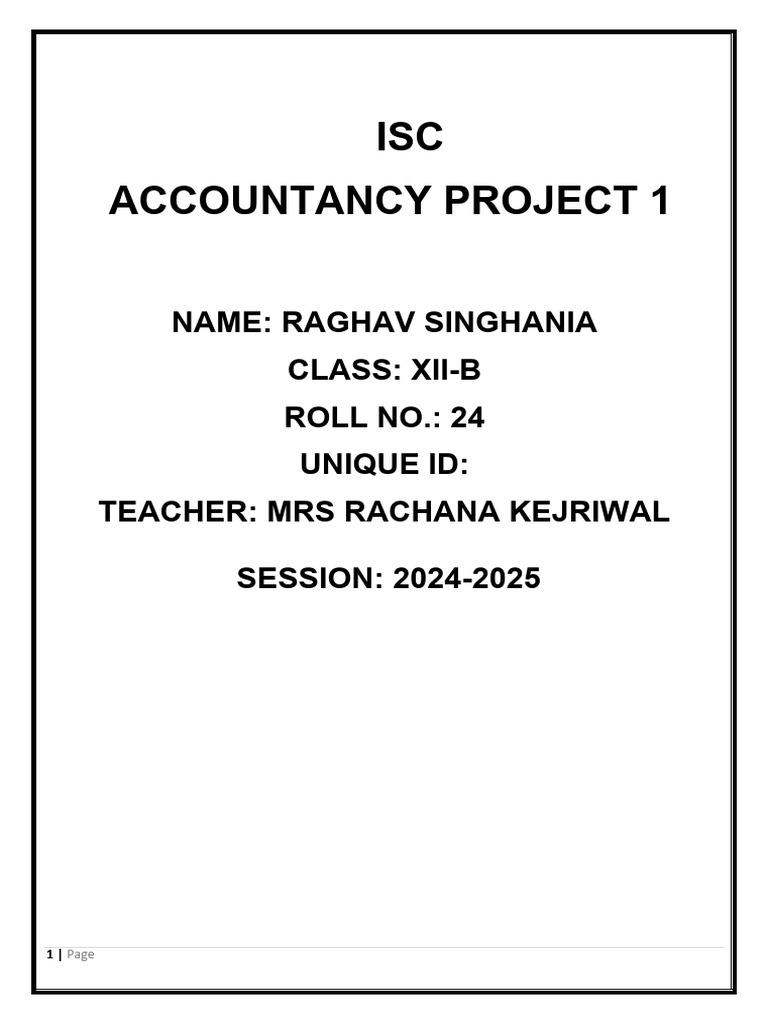 ISC Accountancy Project 1 RAGHAV SINGHANIA | PDF | Partnership | Banks