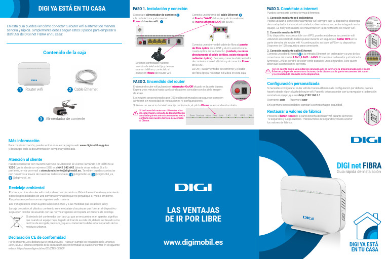 Guía ZTE-H3600P | PDF | Enrutador (Computación) | Wifi