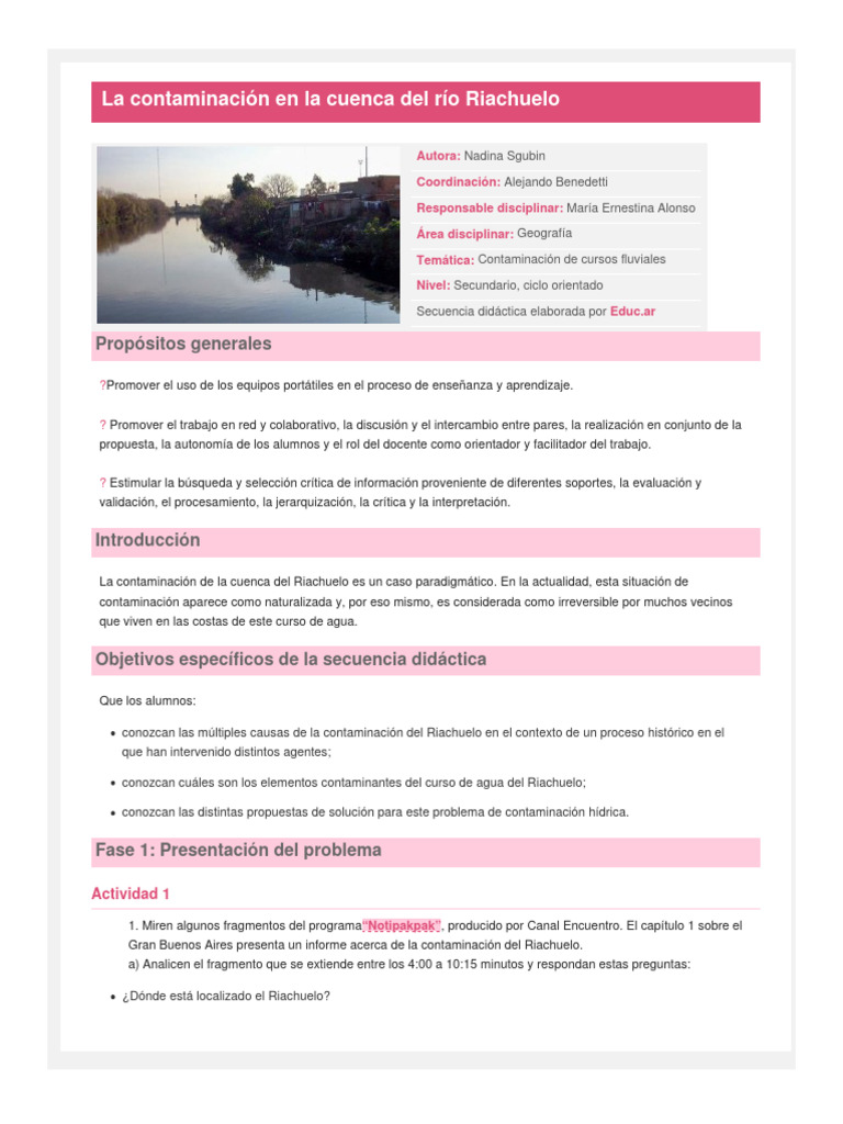 La Contaminación en La Cuenca Del Río Riachuelo | PDF | Contaminación ...