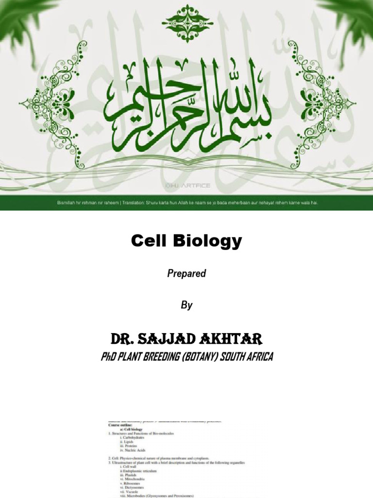 Cell Biology-1 (The Cell) BS ZOL 3rd | PDF | Chloroplast | Endoplasmic Reticulum