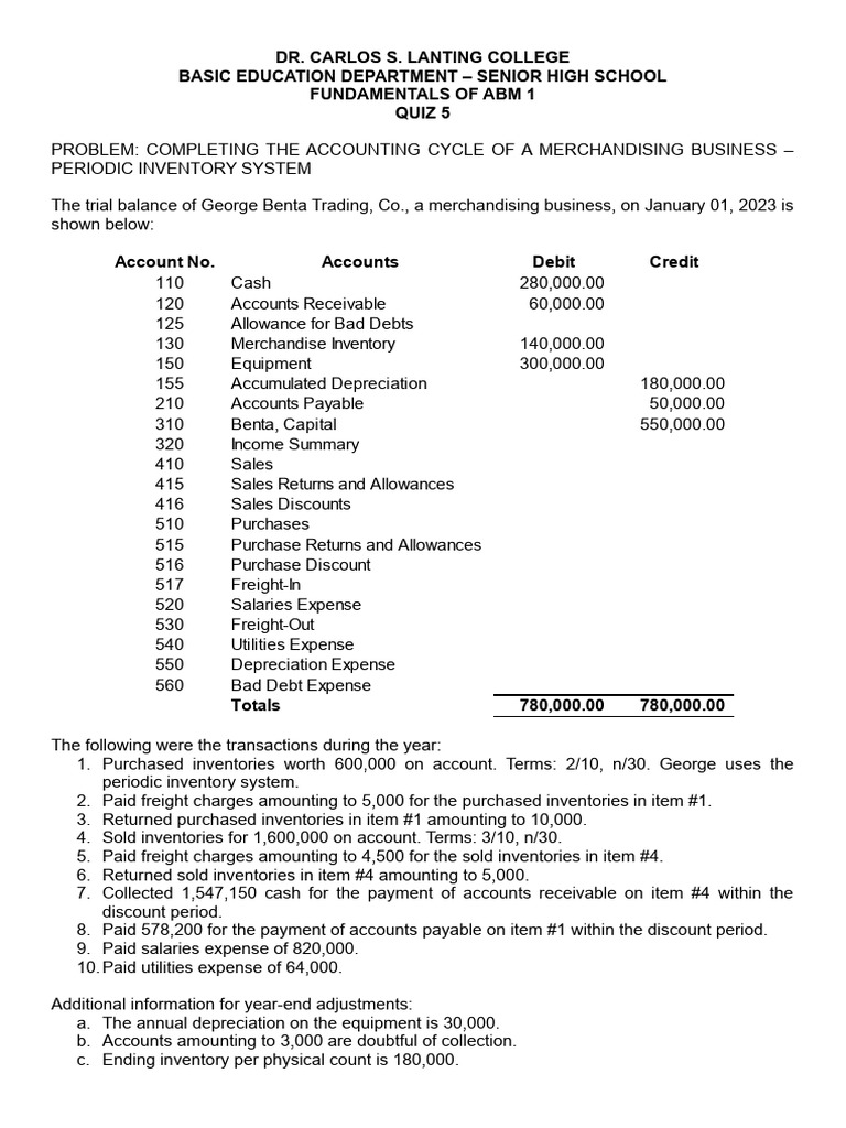 Quiz | PDF | Debits And Credits | Expense