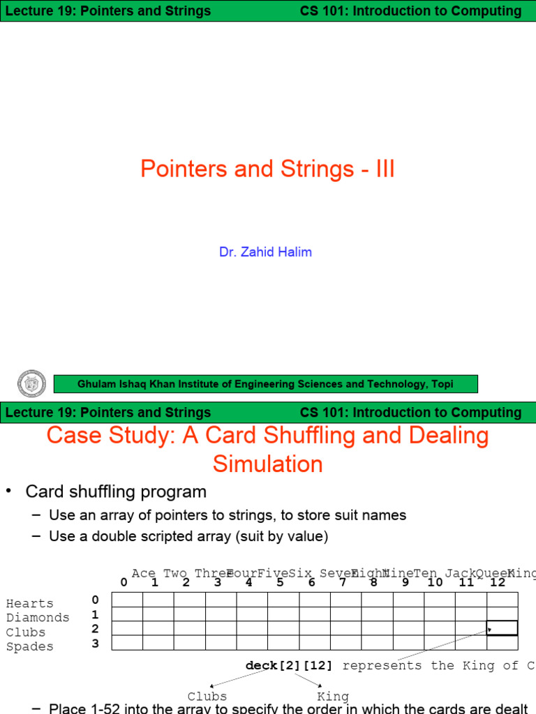 ITC Lect 19 (Pointers and Strings - III) | PDF | String (Computer Science) | Pointer (Computer ...