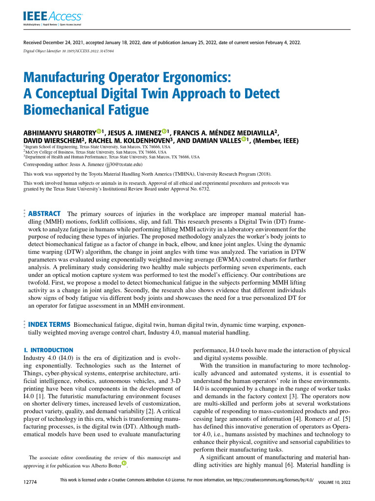Manufacturing Operator Ergonomics A Conceptual Digital Twin Approach To ... Manufacturing Operator Ergonomics A Conceptual Digital Twin Approach To ...