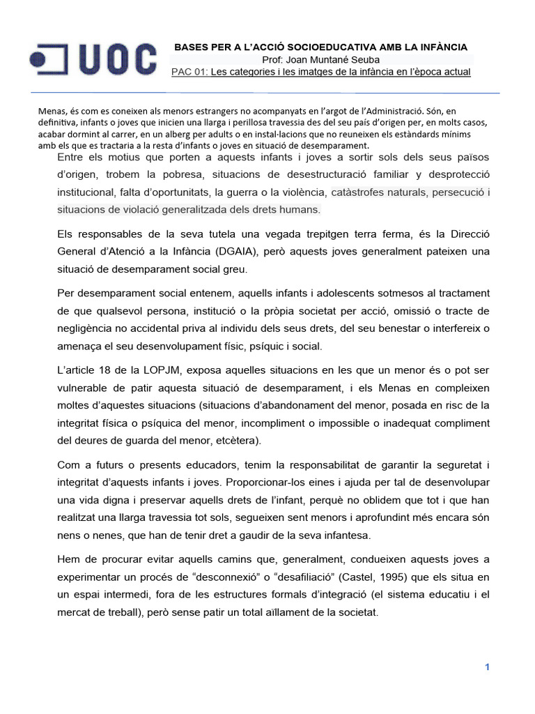 Pac 1 Bases Infancia | PDF