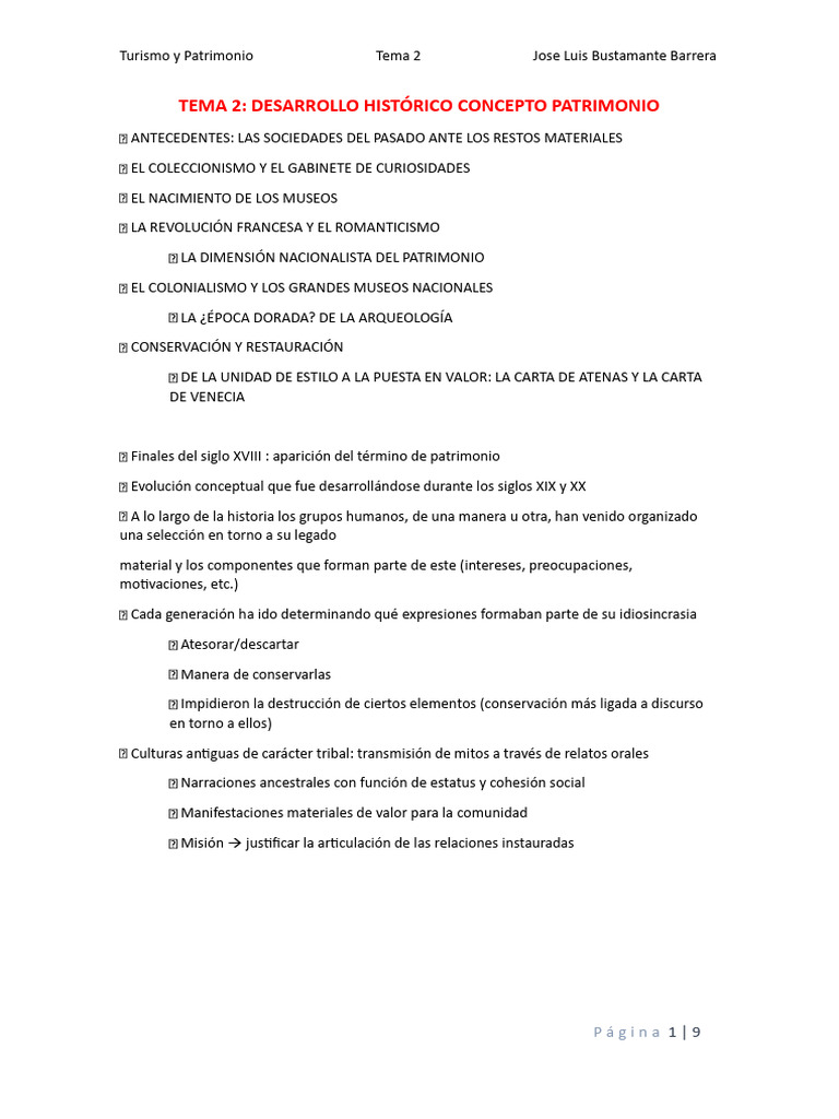 TEMA 2 Turismo y Patrimonio | PDF | Museo | Coleccionar
