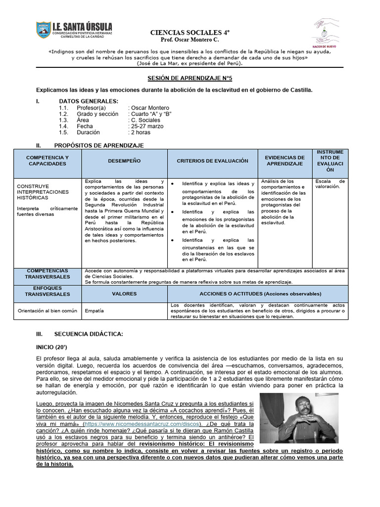 Montero Sesion 05 Ccss Cuarto Abolicion Esclavitud | PDF | Esclavitud | Abolicionismo