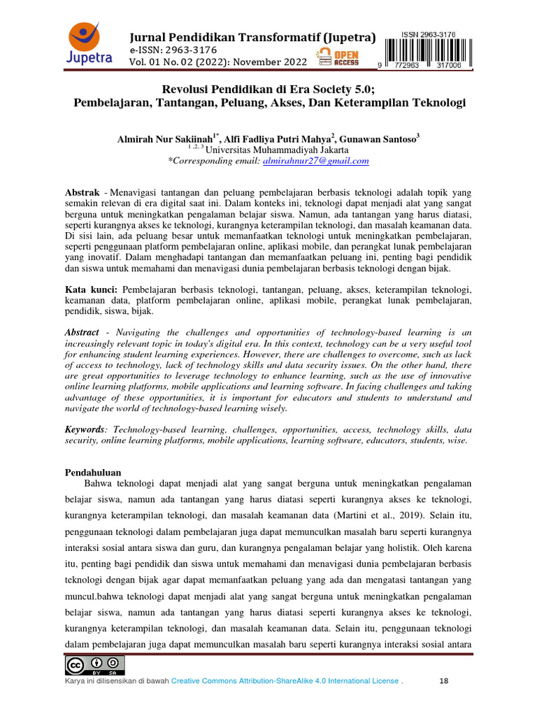 Jurnal Pendidikan Transformatif (Jupetra) : e-ISSN: 2963-3176 Vol. 01 ...