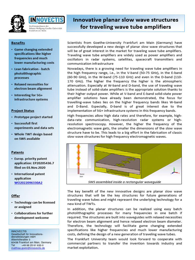 TechOffer Innovative Traveling Wave Tube Design Incl. Slow Wave Structure | PDF | Vacuum Tube ...