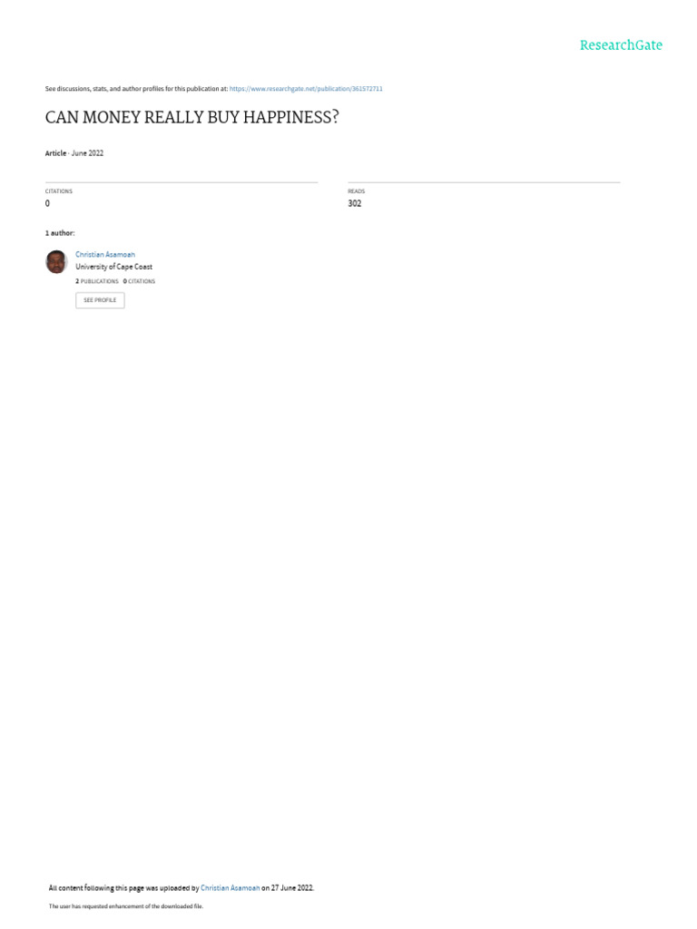 Can Money Really Buy Happiness | Download Free PDF | Happiness | Economics