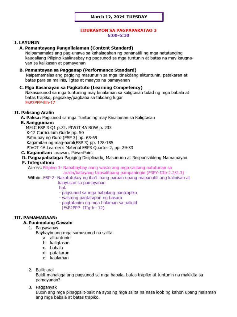 DLP ESP3 Q3 W7 Day 2 | PDF