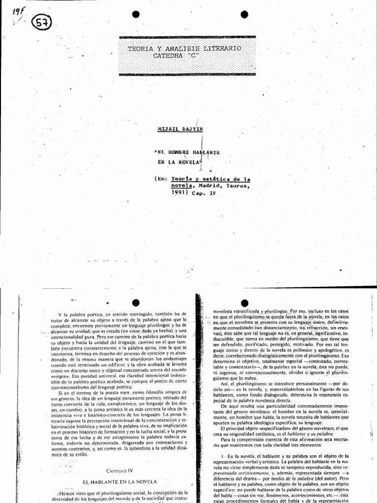 Bajtin - El Hombre Hablante en La Novela-Ocr | PDF