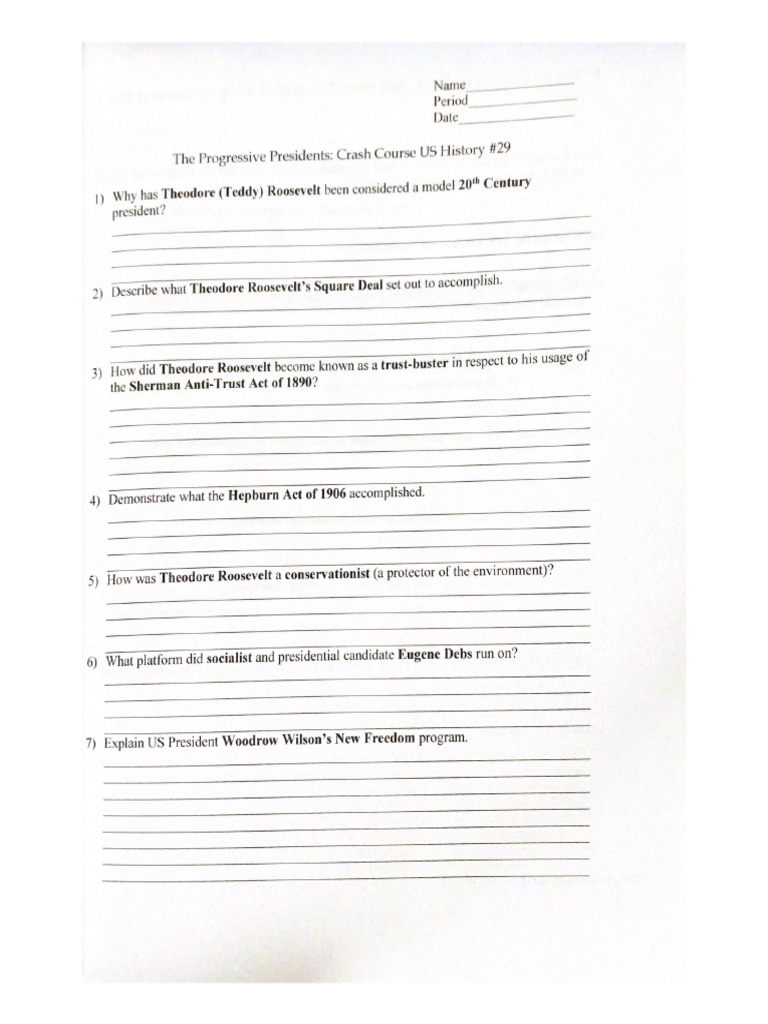 The Progressive Presidents Crash Course | PDF