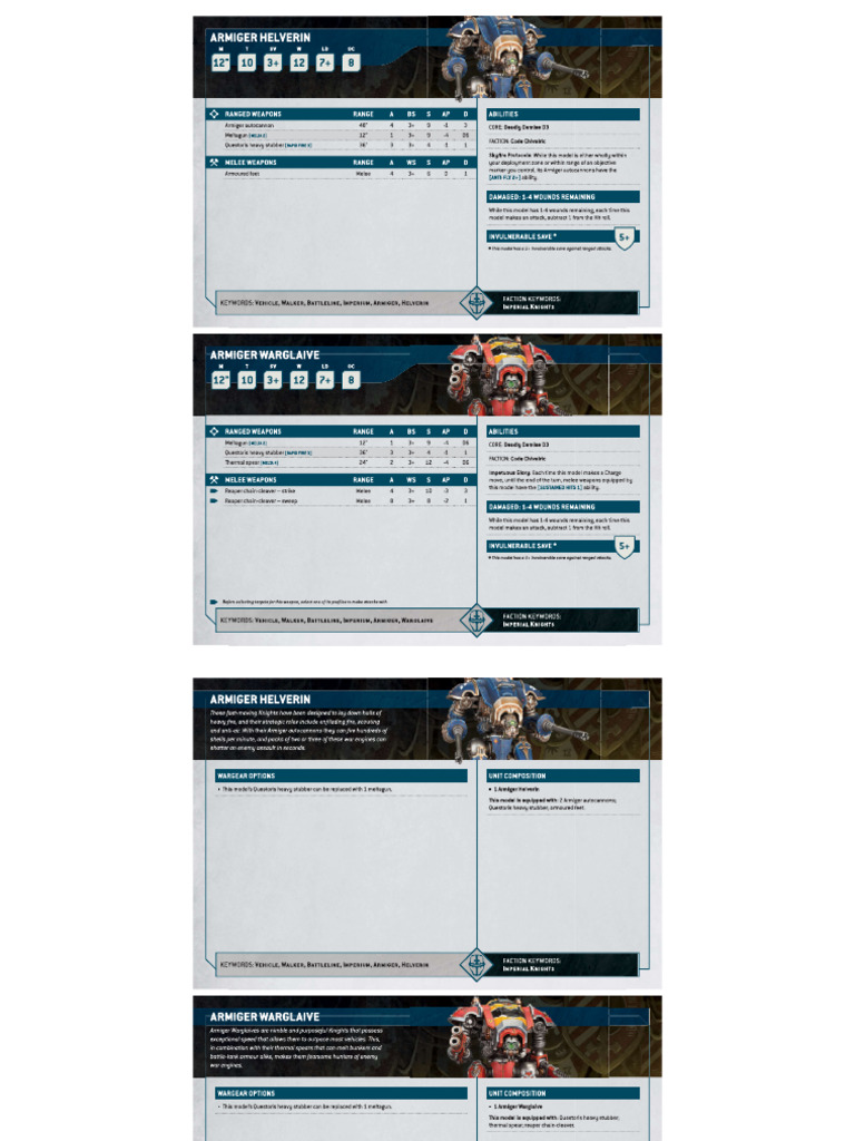 Imperial Knights - Datacards | PDF