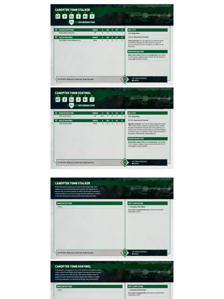 Necrons FORGE WORLD - Datacards | PDF