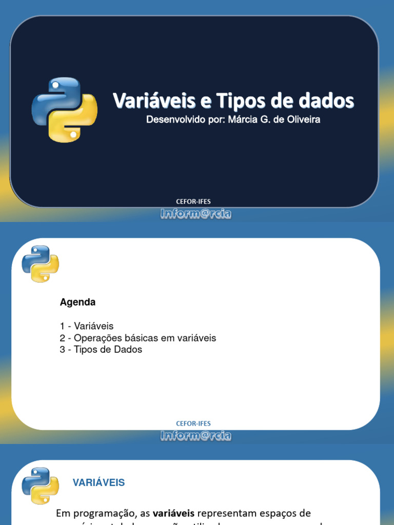 Aula 2 - Variáveis e tipos de dados | PDF | Mordeu | Armazenamento de ...