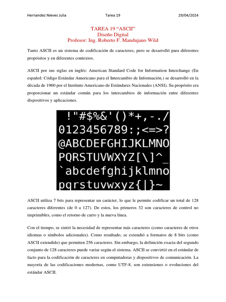 Significado y uso del código ASCII | PDF | Ascii | Ingeniería Informática