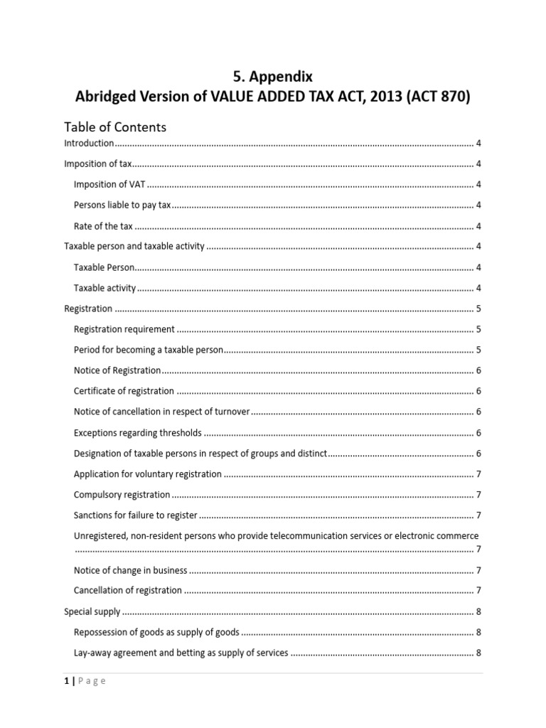 Abridged Version of Value Added Tax Act | PDF | Value Added Tax | Taxes