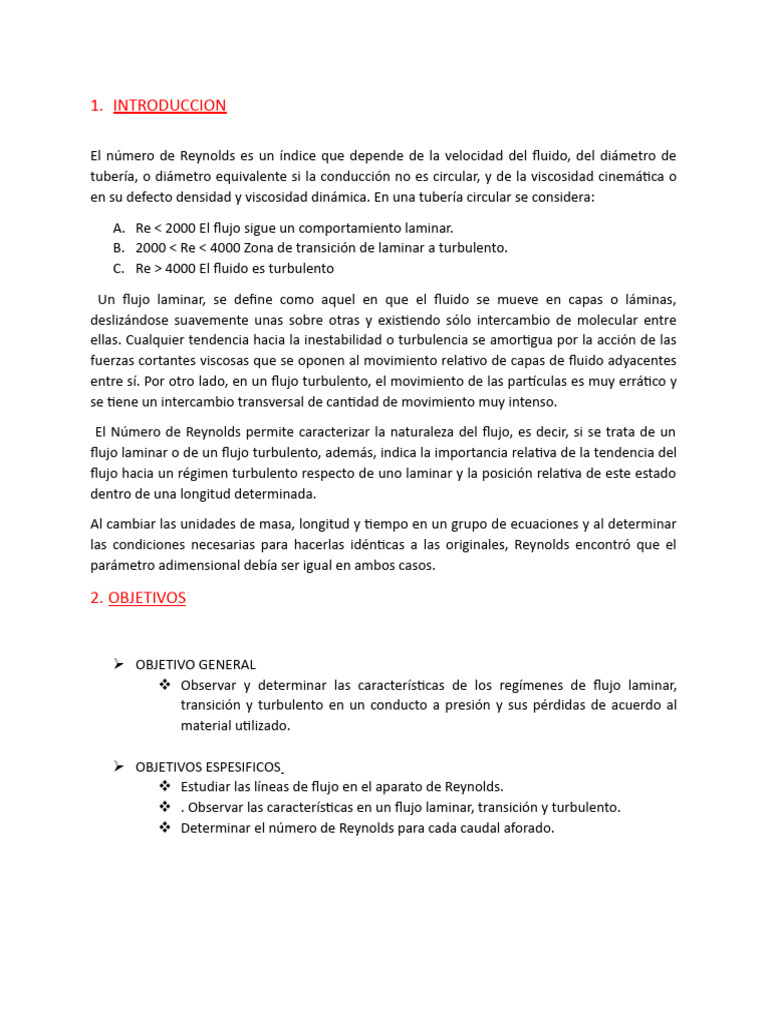 INFORME DE OPE 1 LAB-1 | PDF | Turbulencia | Numero Reynolds