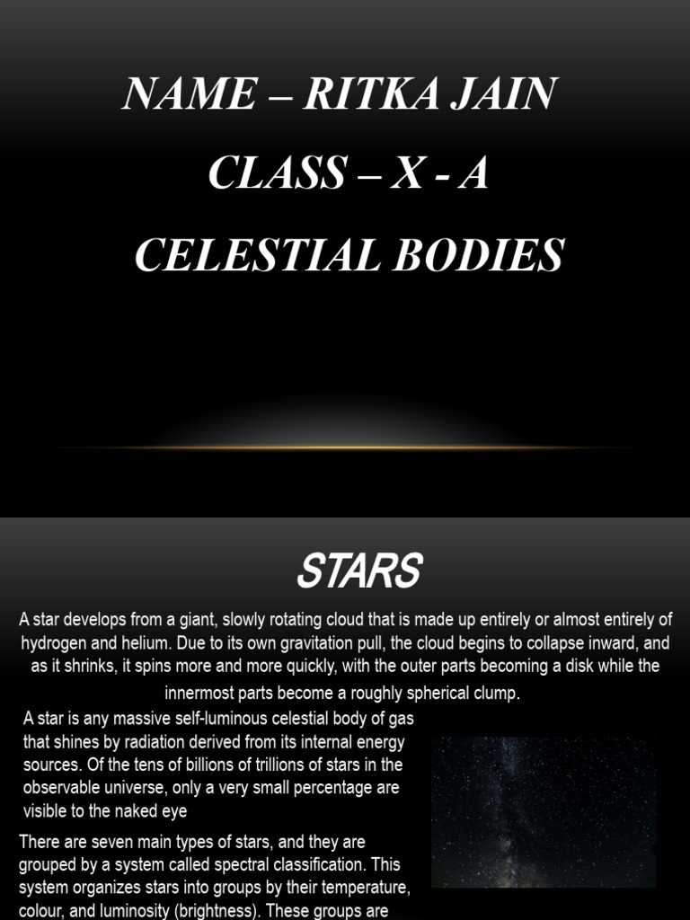 Presentation1 HHW Celestial Bodies | PDF | Meteoroid | Planets